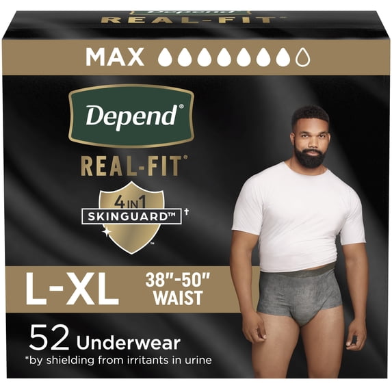 Depend Real Fit Adult Diapers, Incontinence Underwear for Men ...