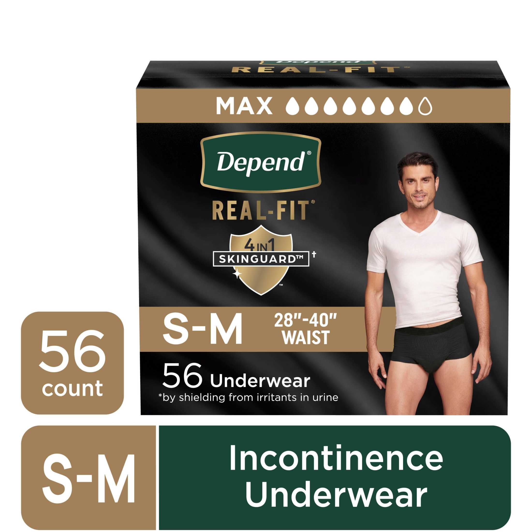Depend Real Fit Incontinence Underwear for Men, Adult Diapers, S/M ...