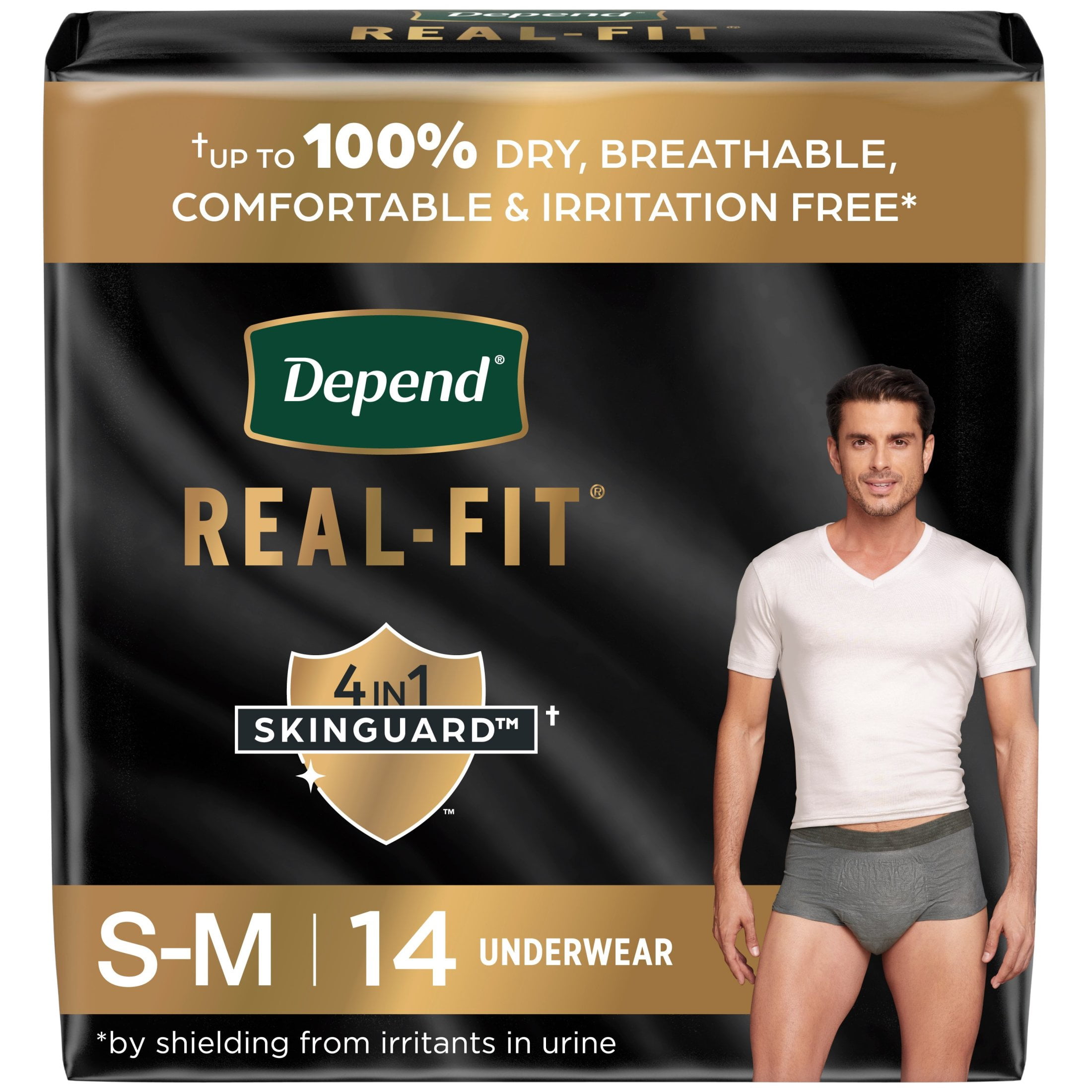 Depend Real Fit Incontinence Underwear for Men, Adult Diapers, S/M, Grey, 14 Count - Walmart.com