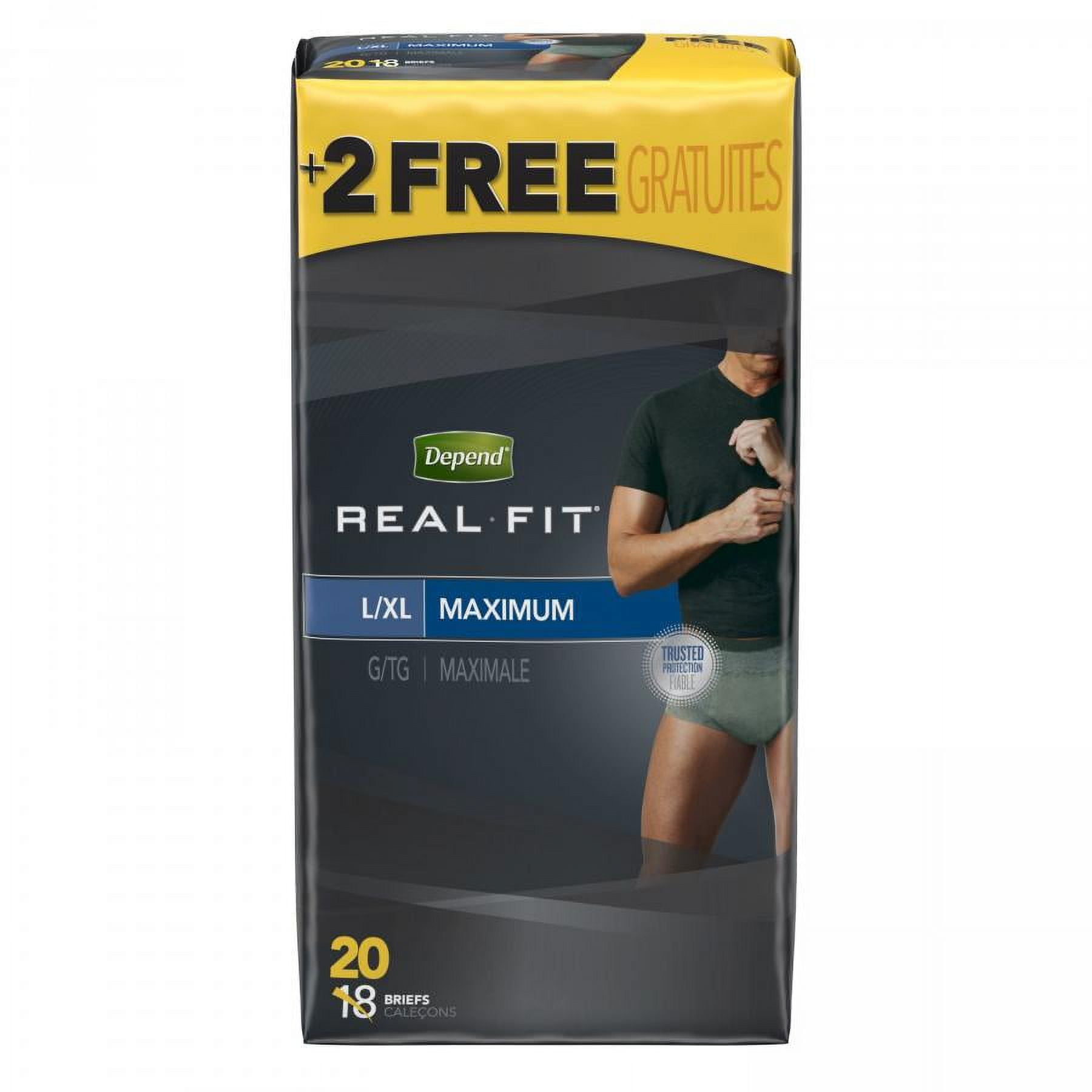 Depend Real Fit Men's Incontinence Briefs, Maximum Absorbency, Size L ...