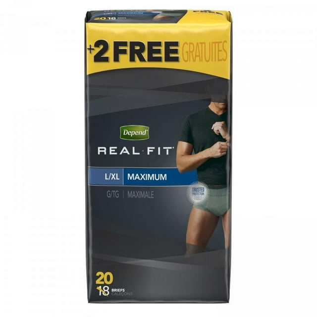 Depend Real Fit Men's Incontinence Briefs, Maximum Absorbency, Size L ...
