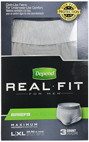 Depend Real Fit for Men Incontinence Briefs, Maximum Absorbency, Large ...