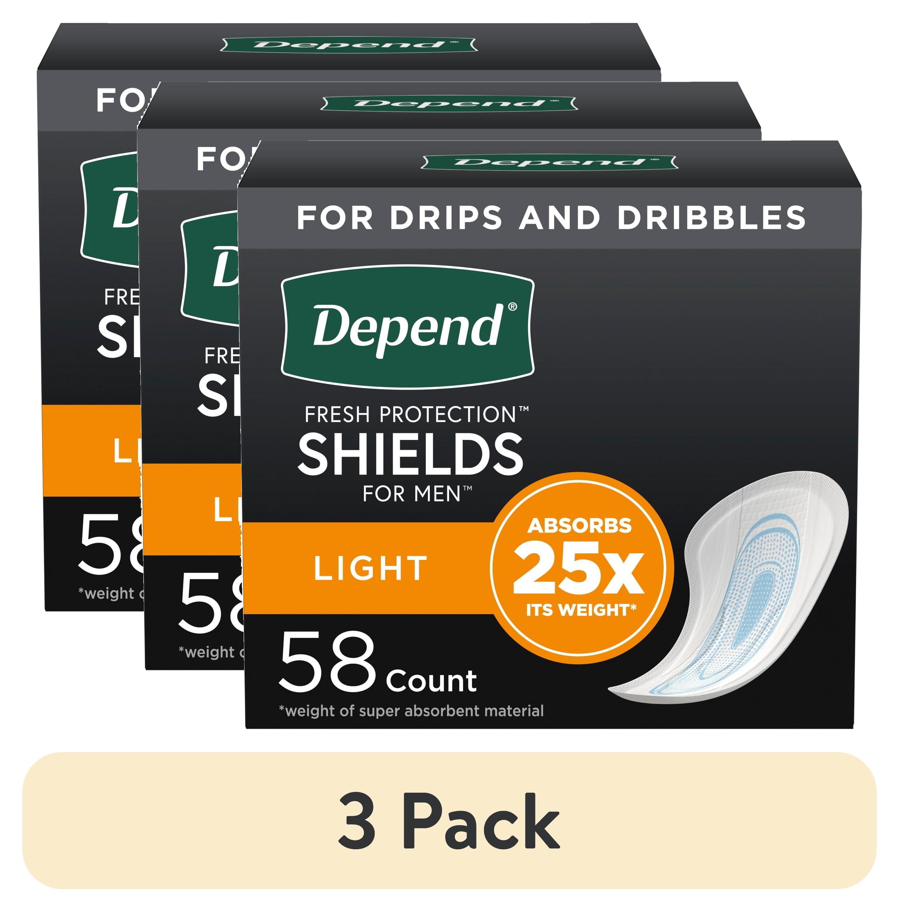 (3 pack) Depend Shield Incontinence Pads for Men Bladder Control Pads ...