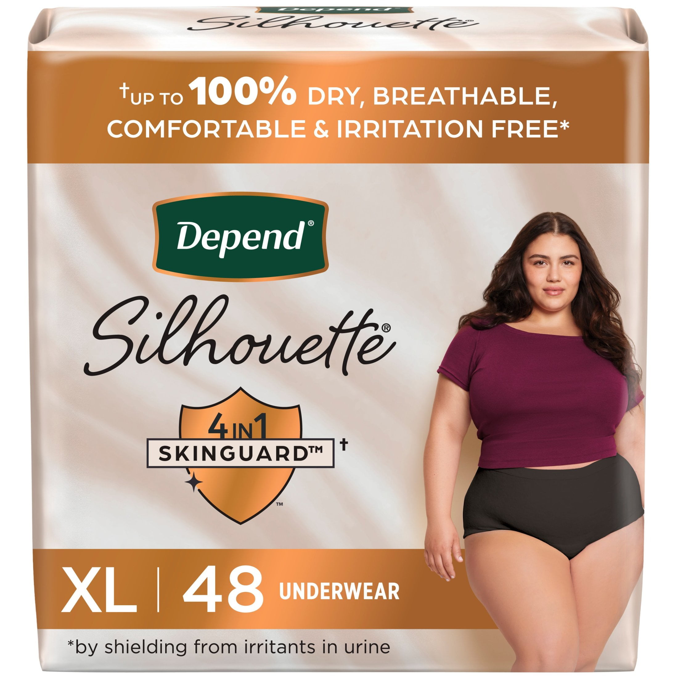 Depend Silhouette Women’s Incontinence & Postpartum Underwear for Bladder Leaks, XL, 48 Count ...