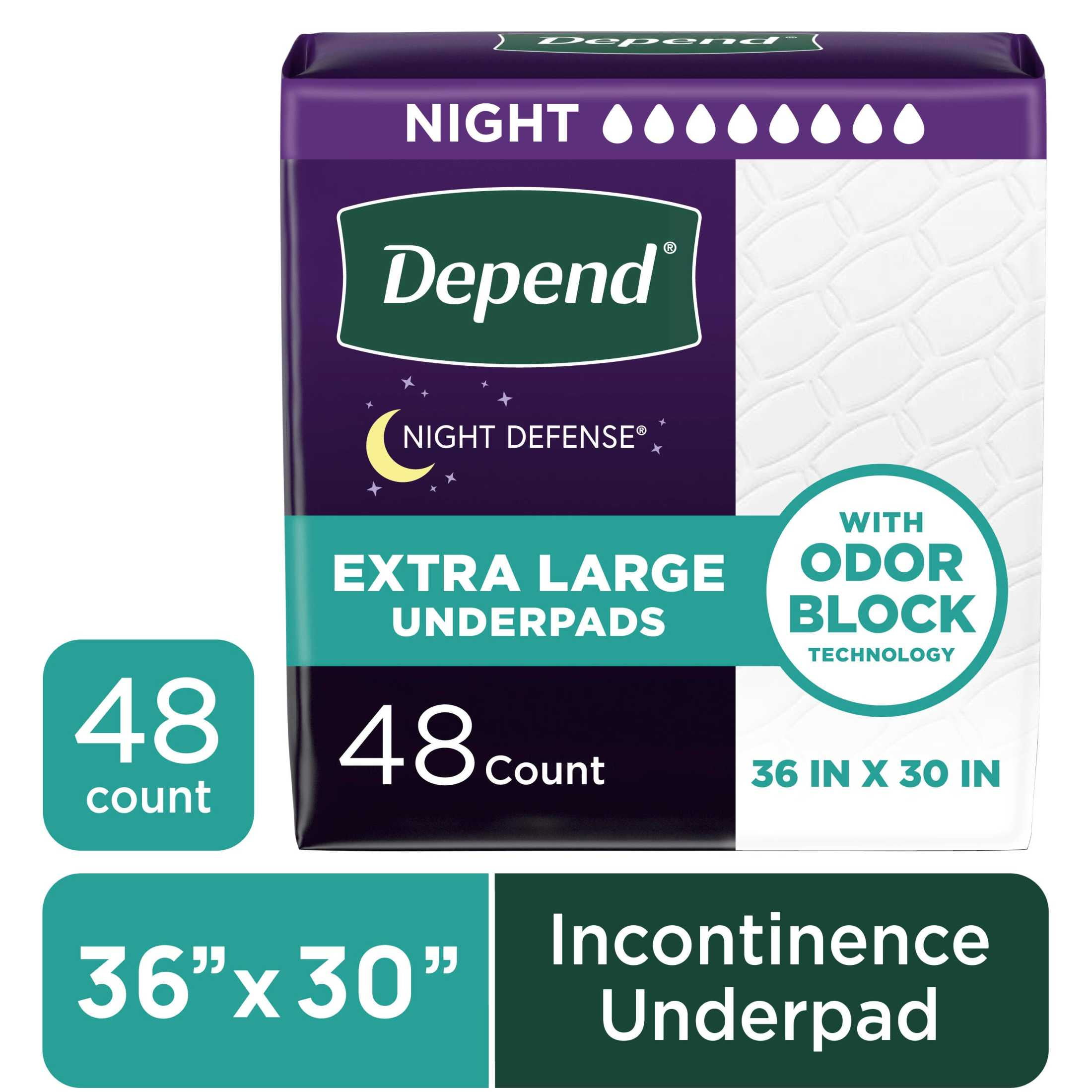 Depend Underpads XL, Disposable Incontinence Bed Pads for Adults, 36" x ...