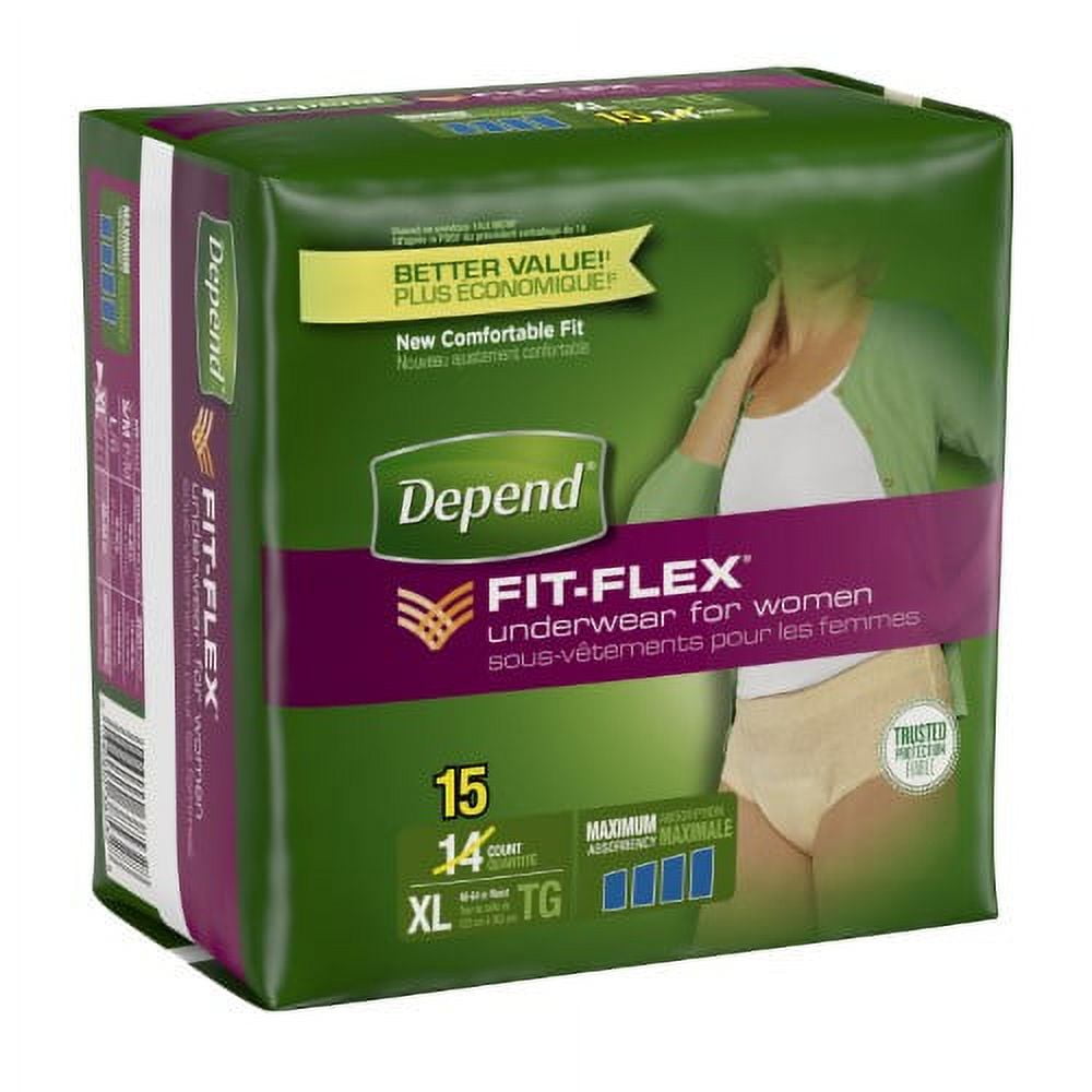 Depend Fit-Flex Maximum Absorbency Underwear XL 15 ct (Pack of 48 ...