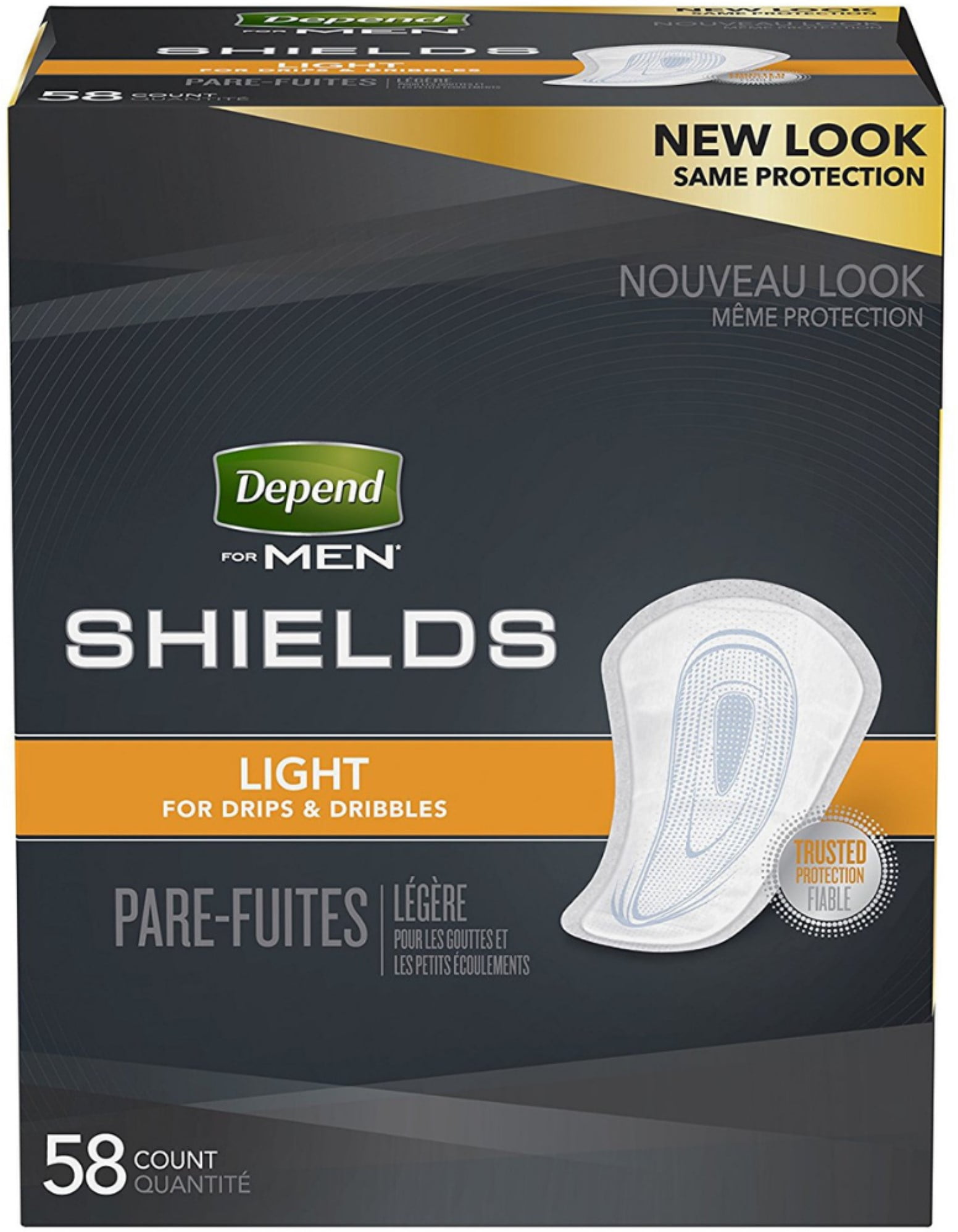 Depend for Men Shields Light Absorbency 58 Each (Pack of 6) - Walmart.com