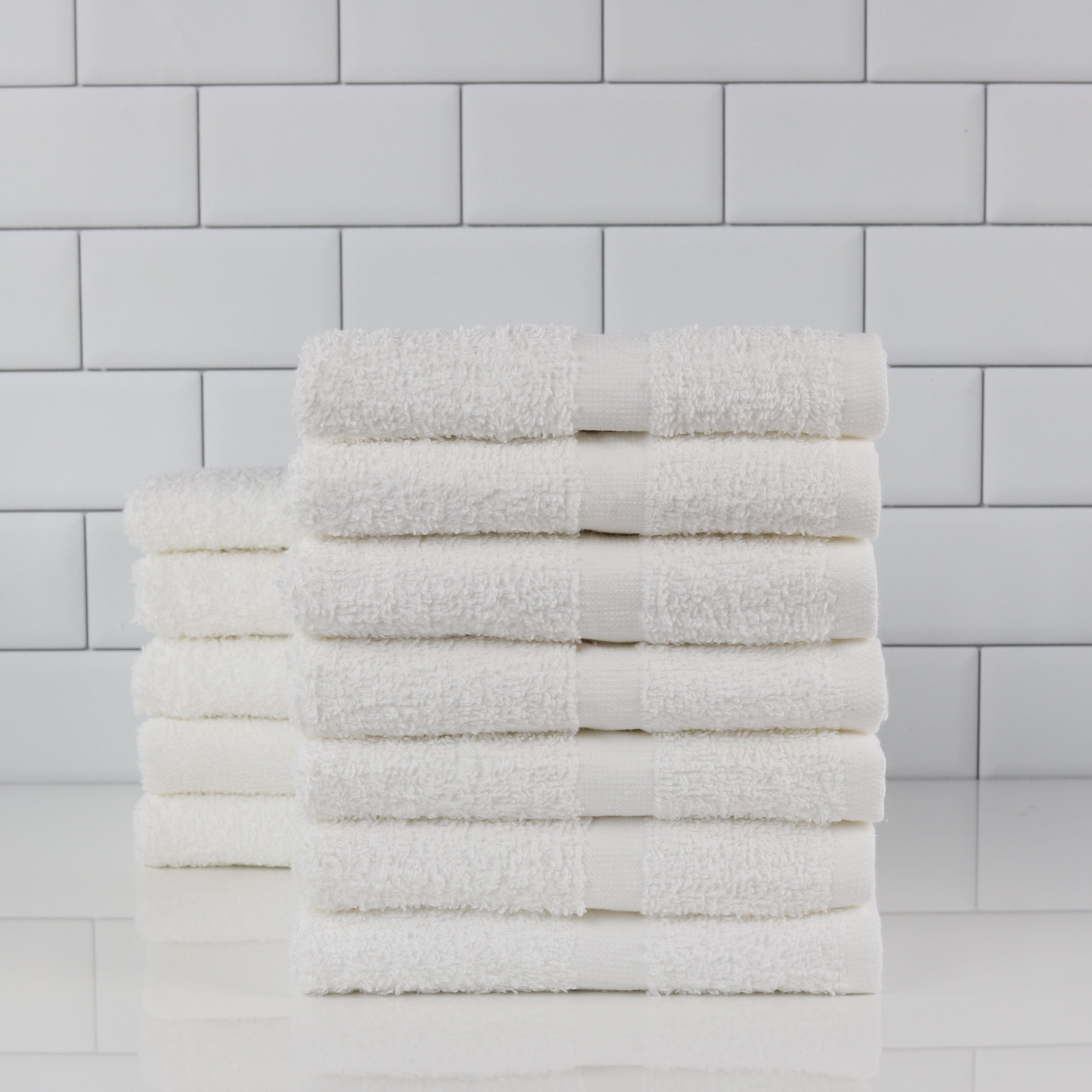 Dependability 12-Piece Utility Hand Towel Set, White - Commercial ...