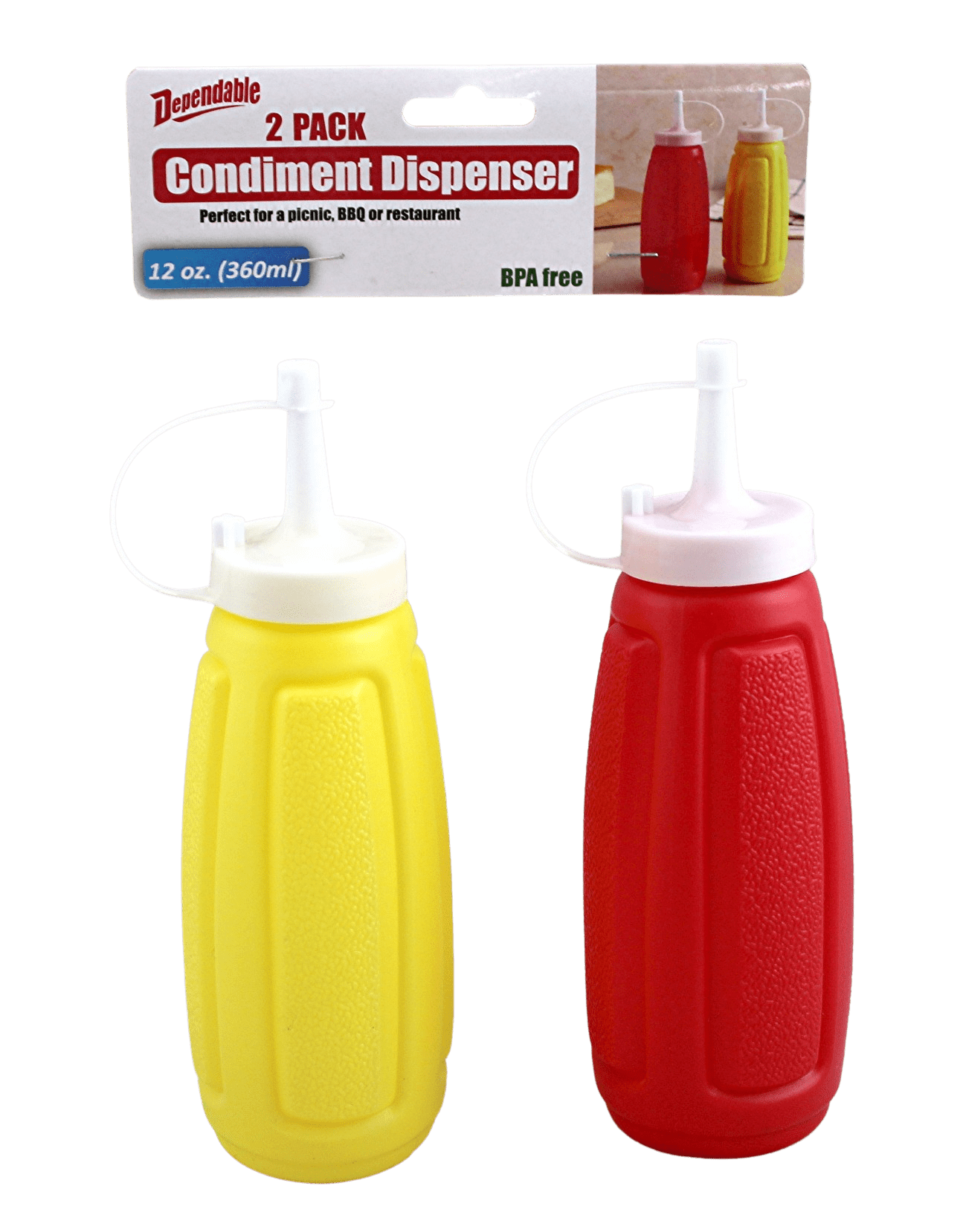 Dependable Industries 2 Piece Plastic Squeeze Mustard Ketchup Salad ...