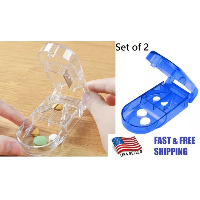 Dependable Industries 2 pack Pill Cutter Box Ergonomic Design Pill ...