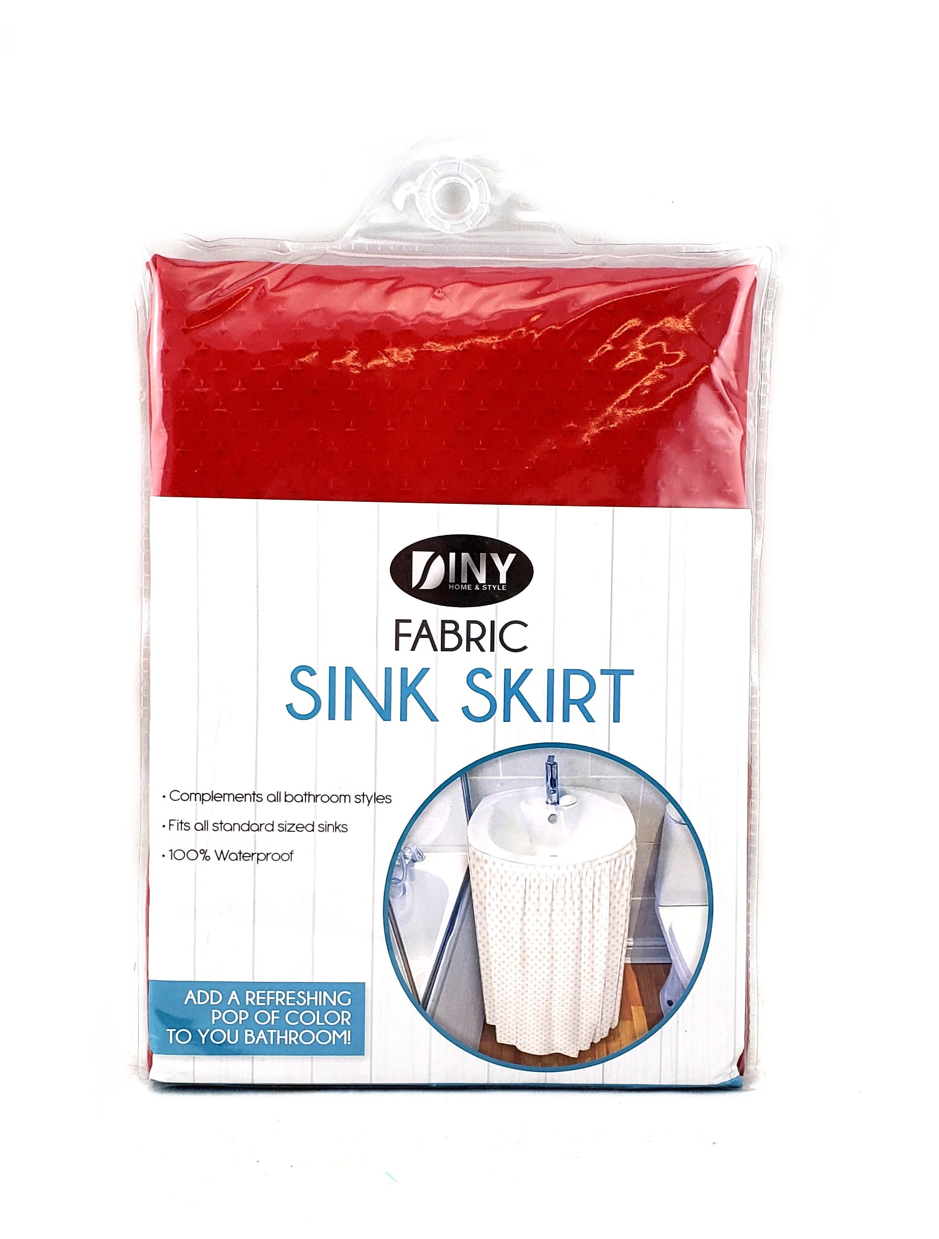 Dependable Industries Bathroom Sink Skirt, Diamond Stitch, Red, 56" x ...