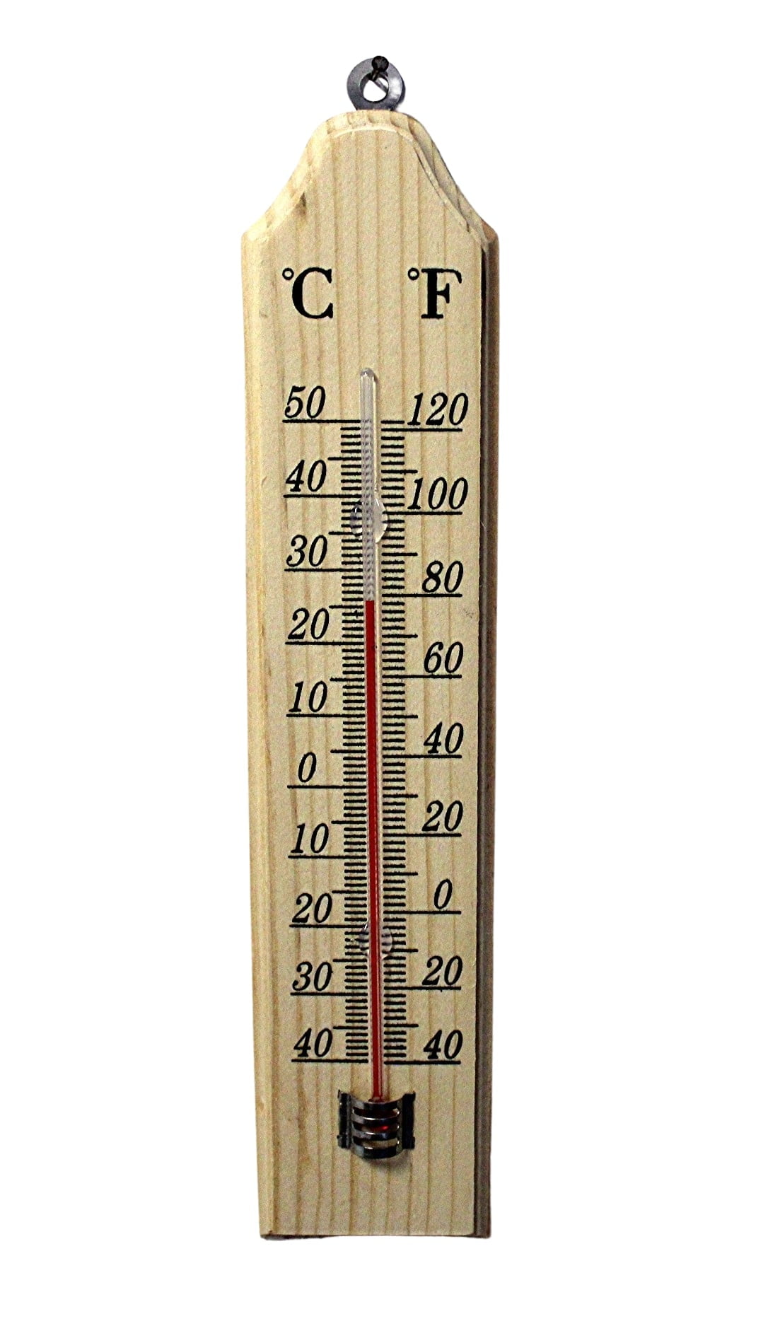 Dependable Industries Classic Design Wood Indoor Wall Thermometer with ...
