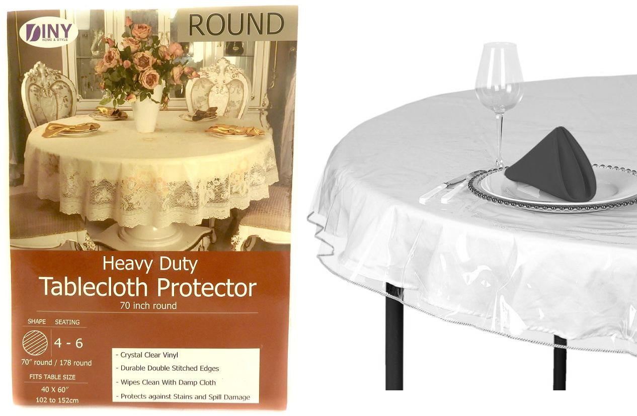 Dependable Industries Deluxe Clear Plastic Round Tablecloth Covers ...