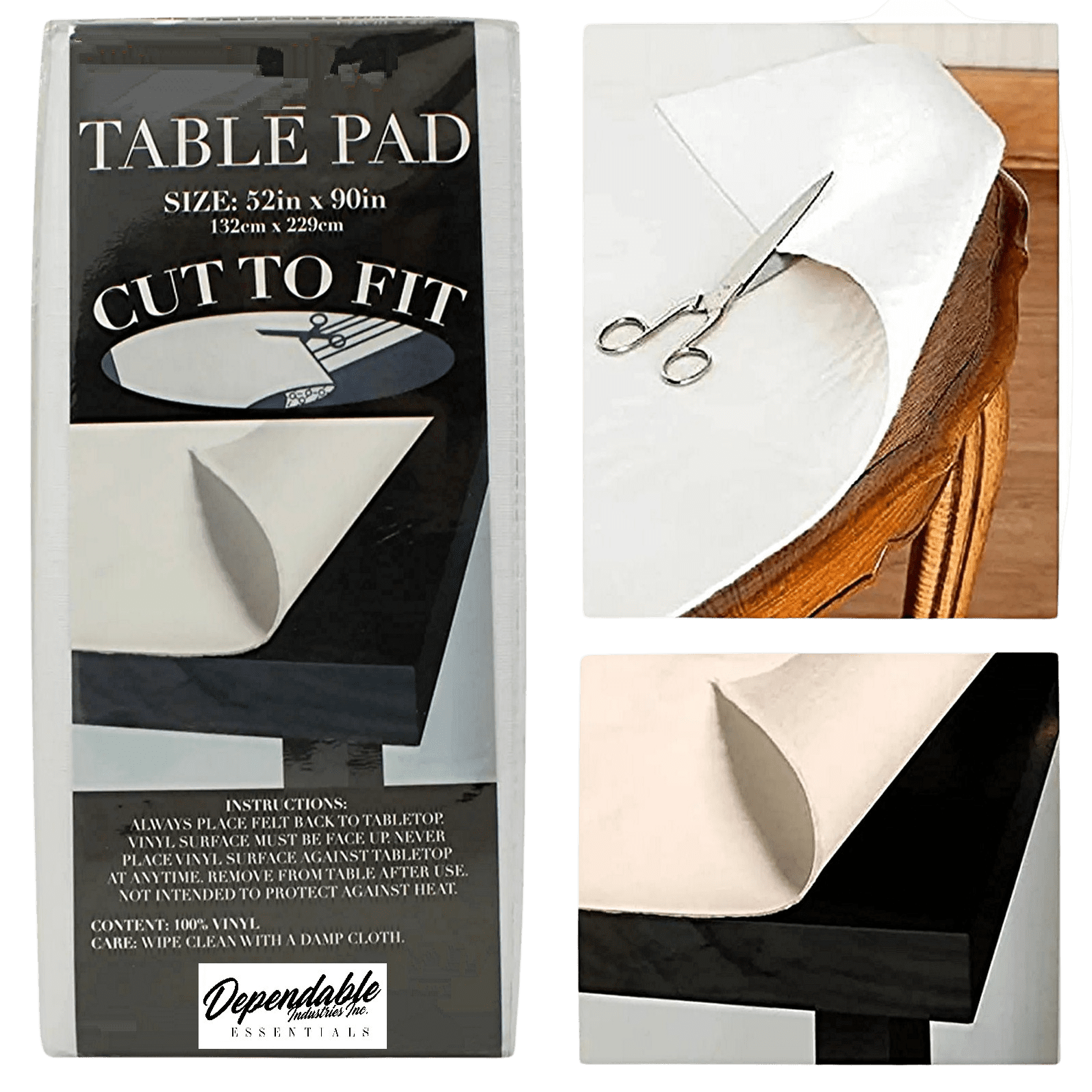 "Dependable Industries Cut-to-Fit Vinyl Table Pad Protector for Kitchen ...