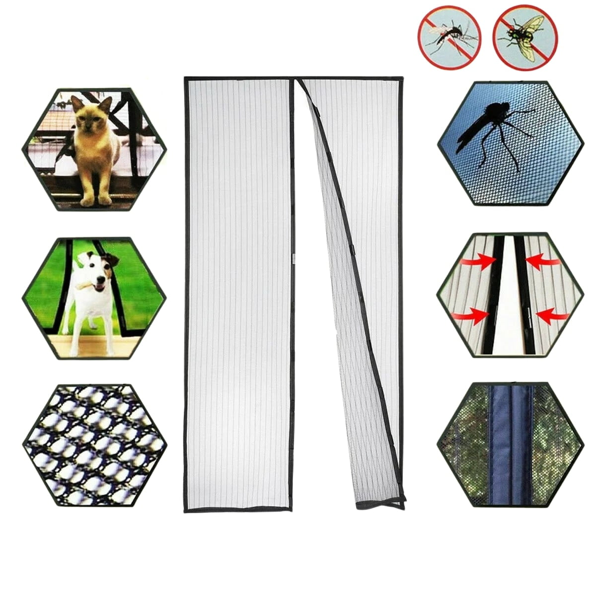 Dependable Industries Magnetic Mesh Mosquito Net Door, Insect Barrier ...