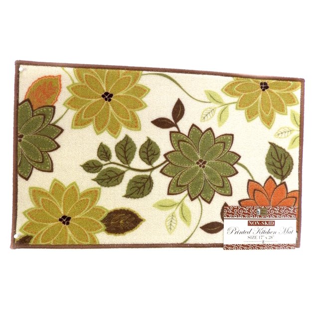 Dependable Industries Multi Color Floral Printed Non-Skid Kitchen Mat ...