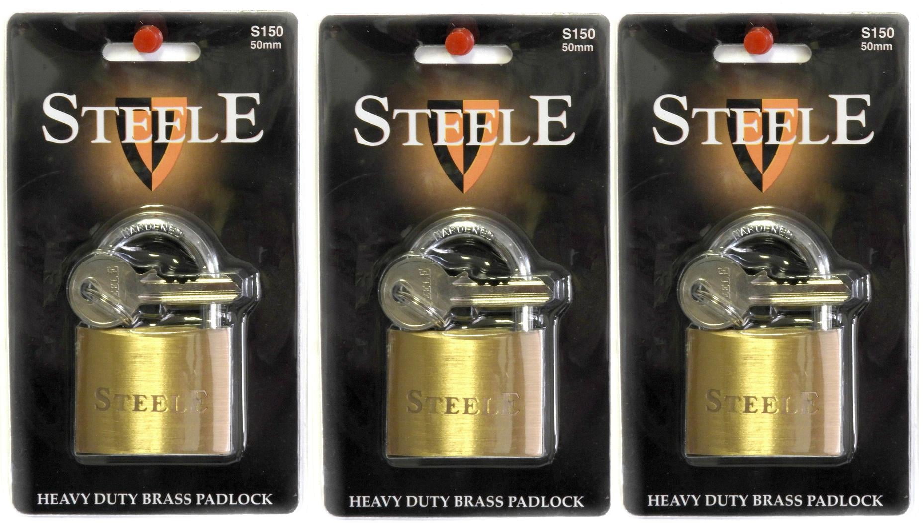 Dependable Industries Set of 3 Steele Heavy Duty Pick Resistant Brass ...
