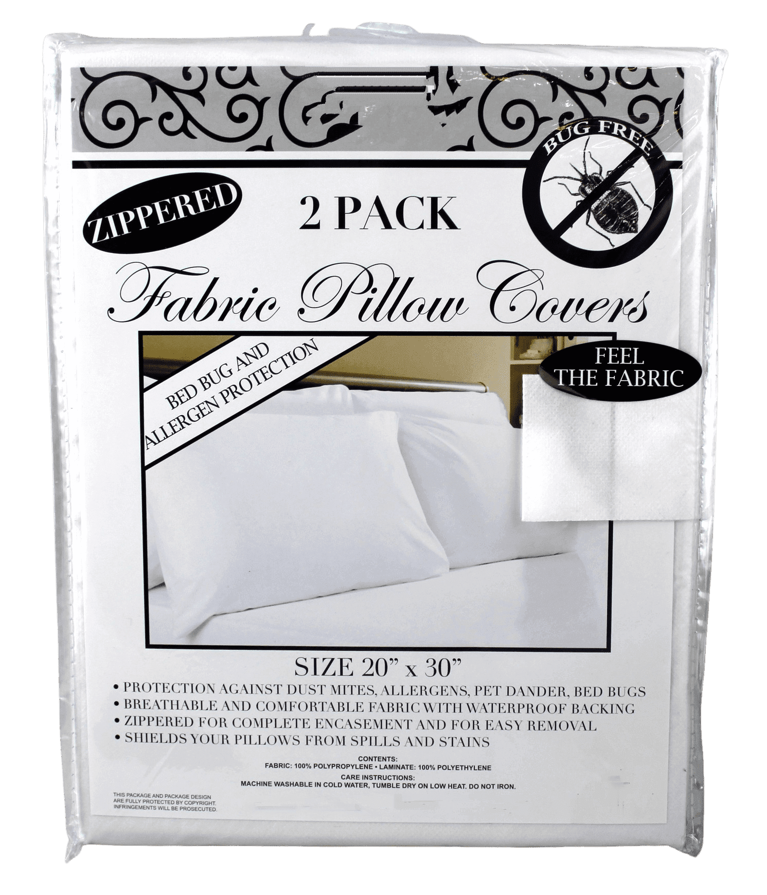 Dependable Waterproof Zippered Vinyl Pillow Protectors, Standard/Queen ...