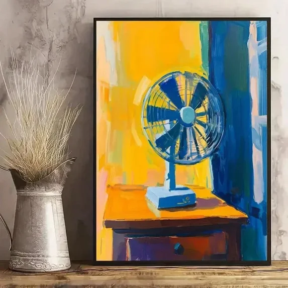 Depicting An Electric Fan Placed Decorative Poster Art Home Decor ...