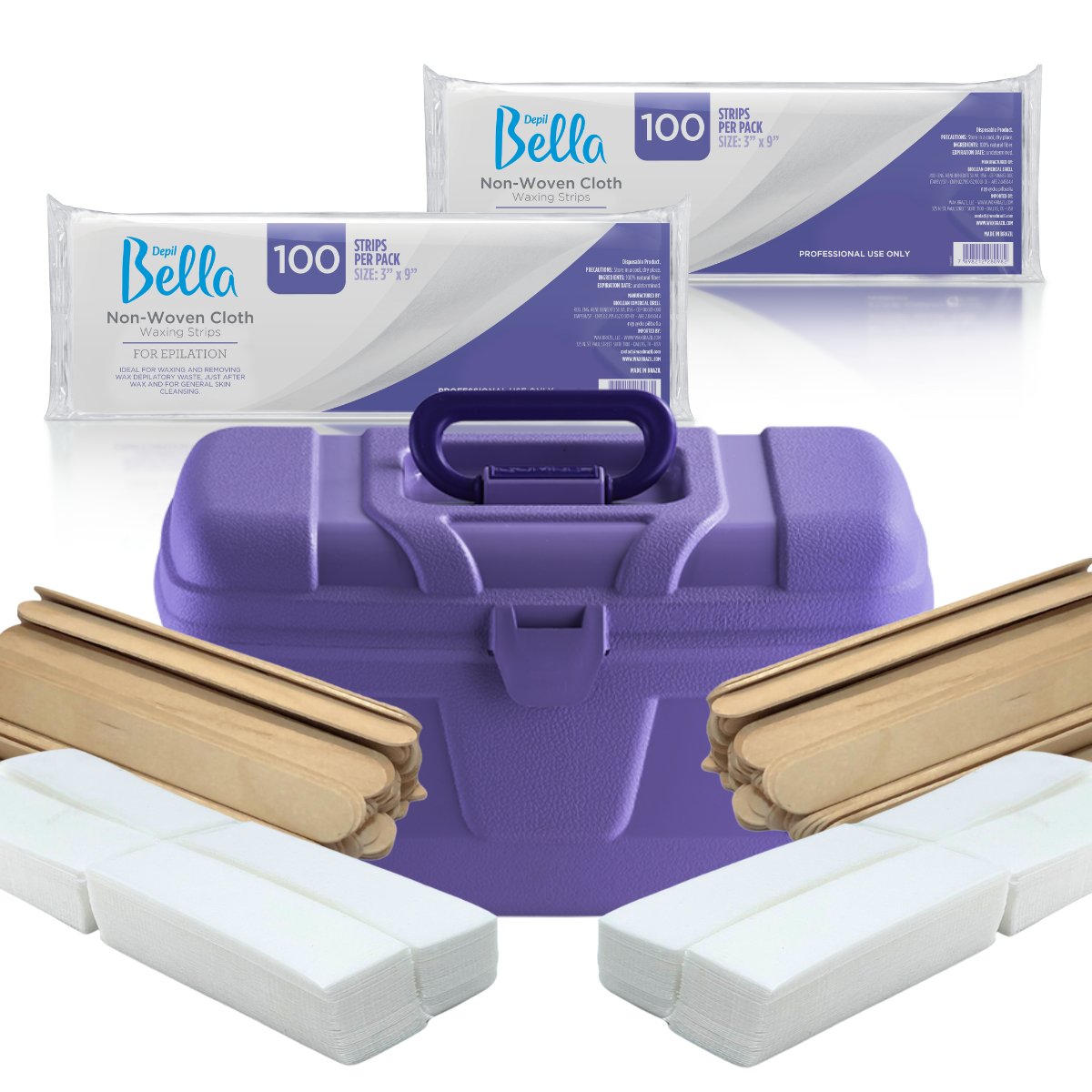 Depil Bella Bundle - 200 Non-Woven Cloths, 400 Eyebrow Wax Strips, 200 ...
