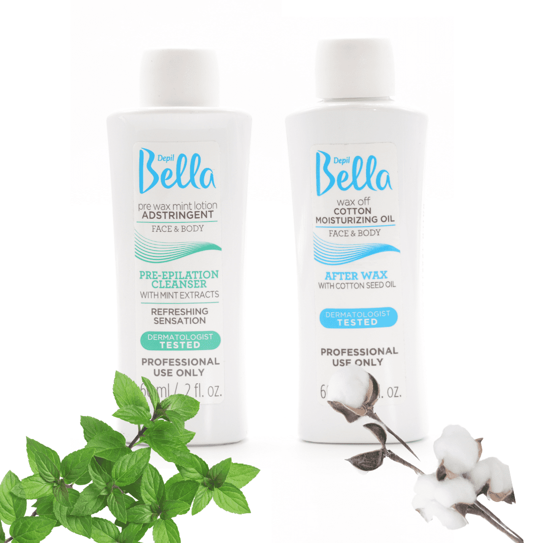 Depil Bella Waxing Bundle: Pre-Wax Astringent Lotion with Mint & Post ...