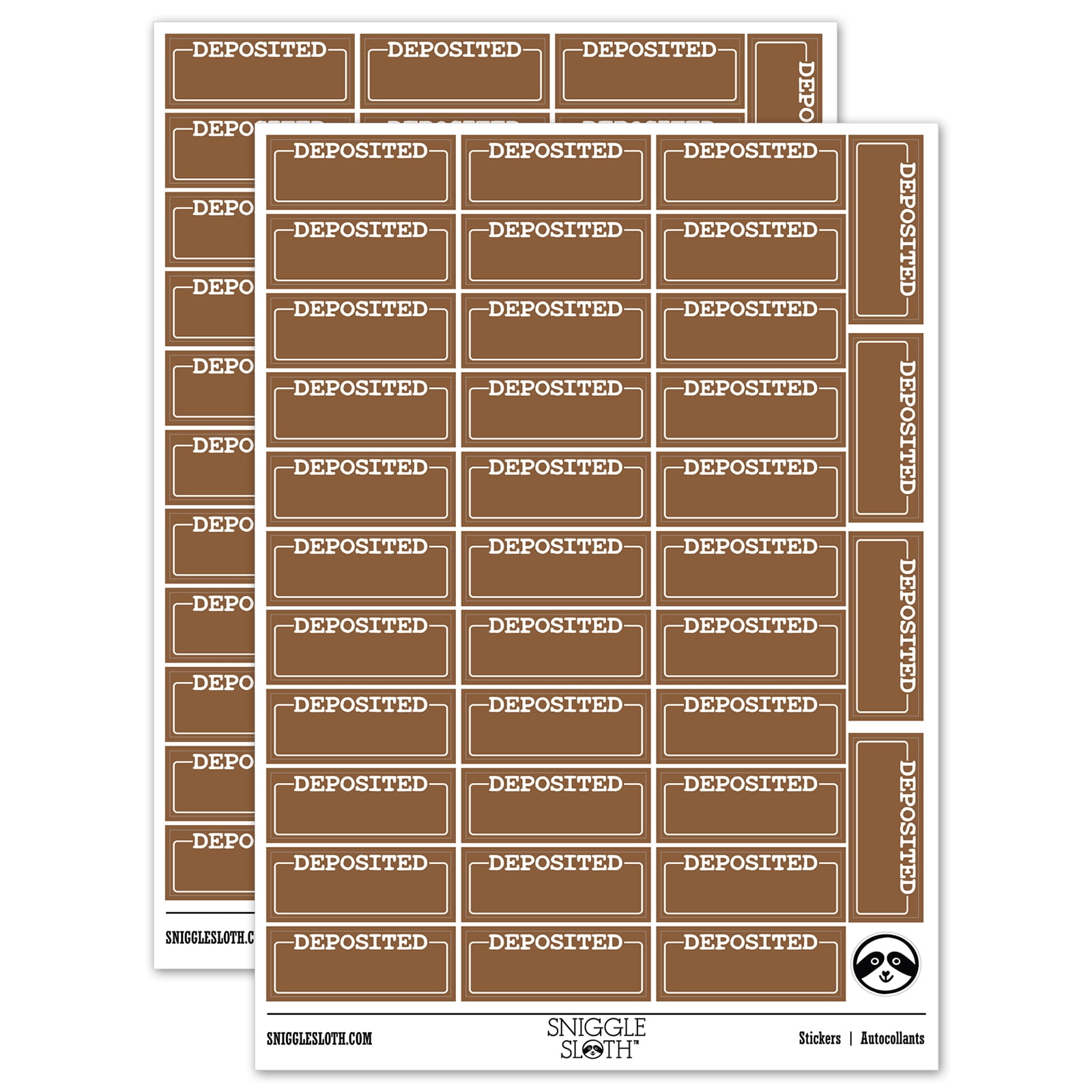 Deposited Blank Box for Date Signature Bank Check Sticker Set - Brown ...