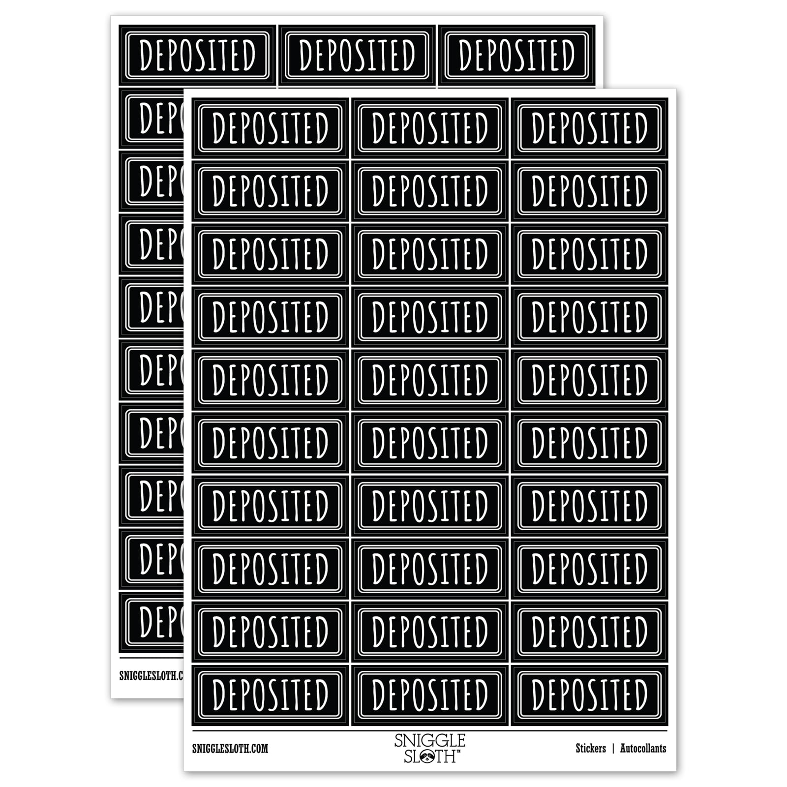 Deposited Double Line Border Bank Check Sticker Set - Black - Matte ...