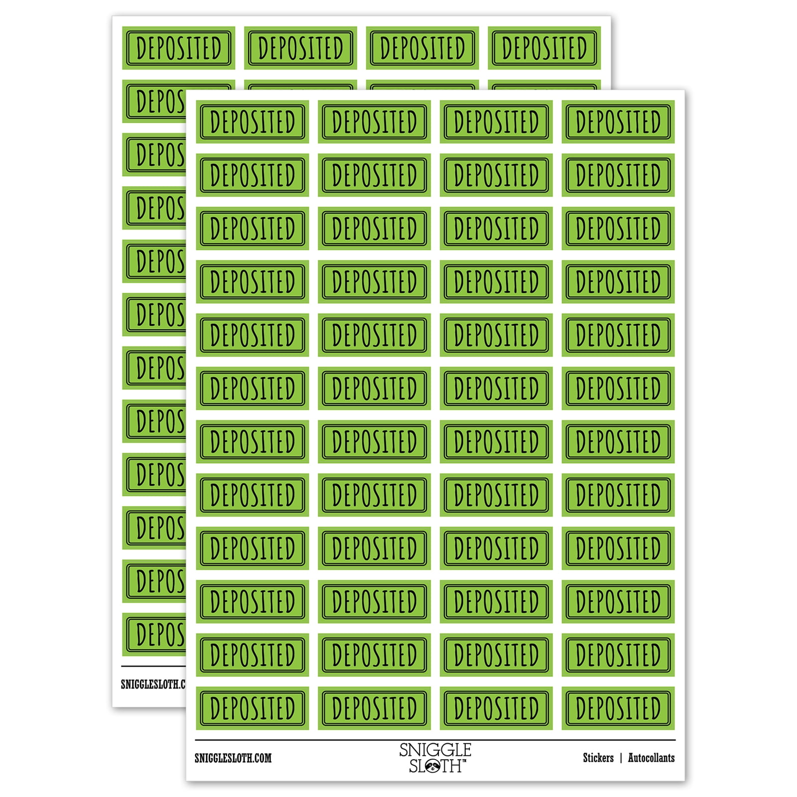 Deposited Double Line Border Bank Check Sticker Set - Light Green ...