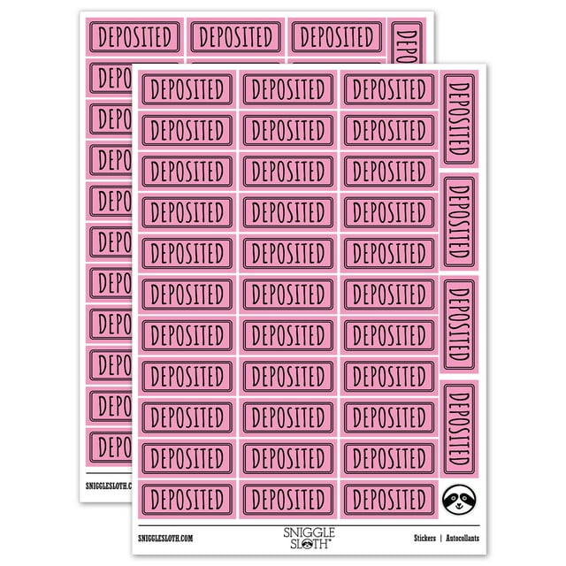 Deposited Double Line Border Bank Check Sticker Set - Light Pink ...