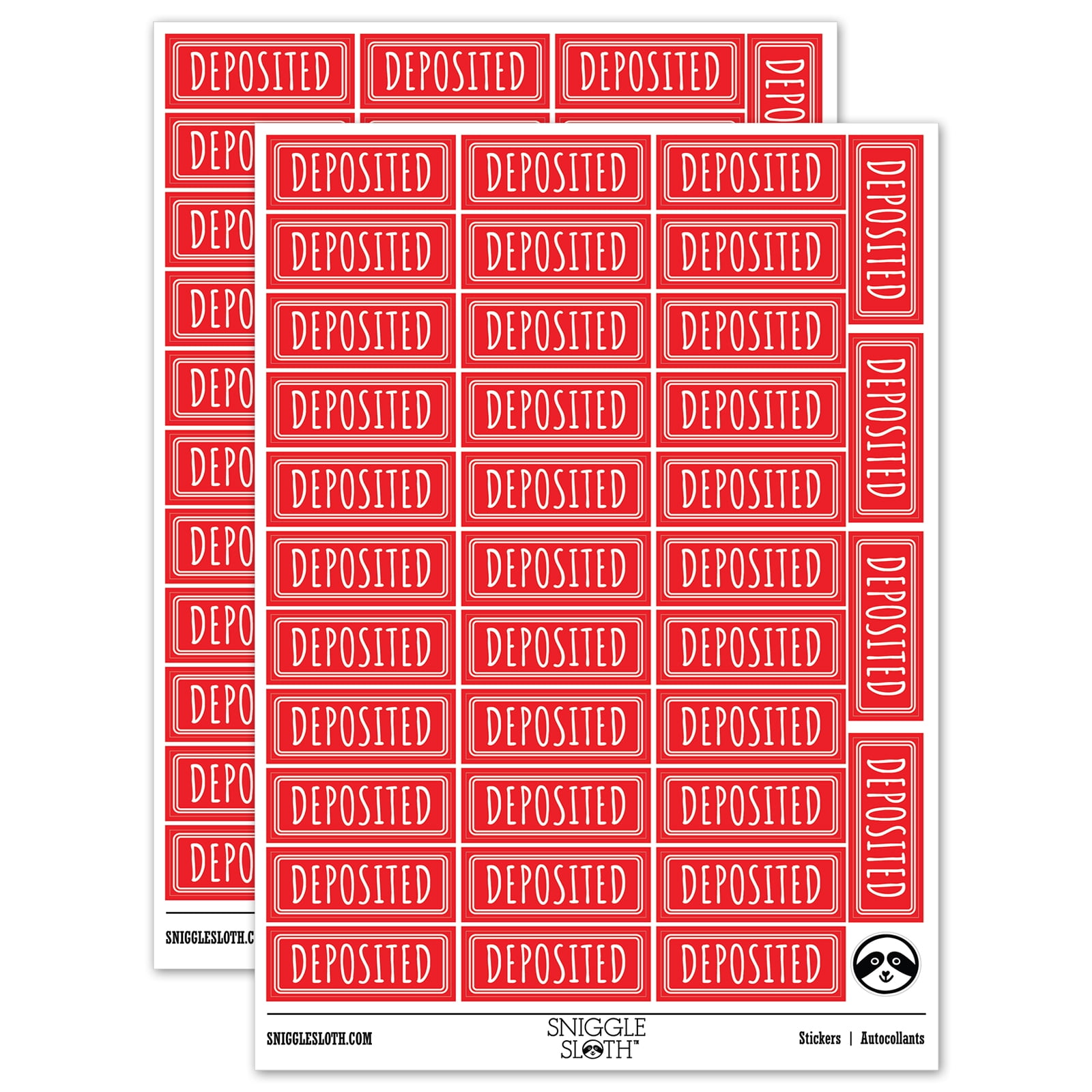 Deposited Double Line Border Bank Check Sticker Set - Red - Gloss ...