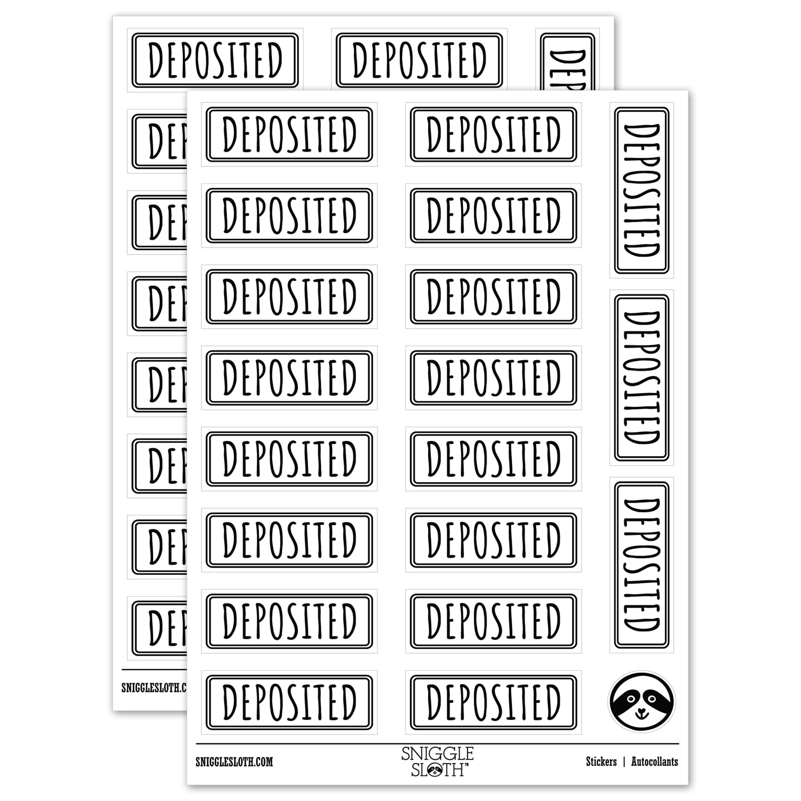 Deposited Double Line Border Bank Check Sticker Set - White - Matte ...