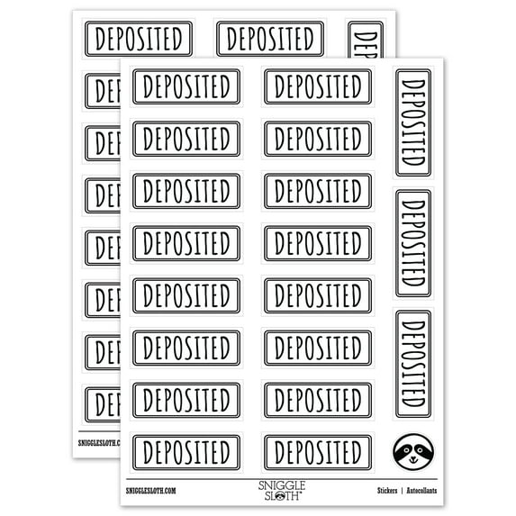 Deposited Double Line Border Bank Check Sticker Set - White - Matte ...