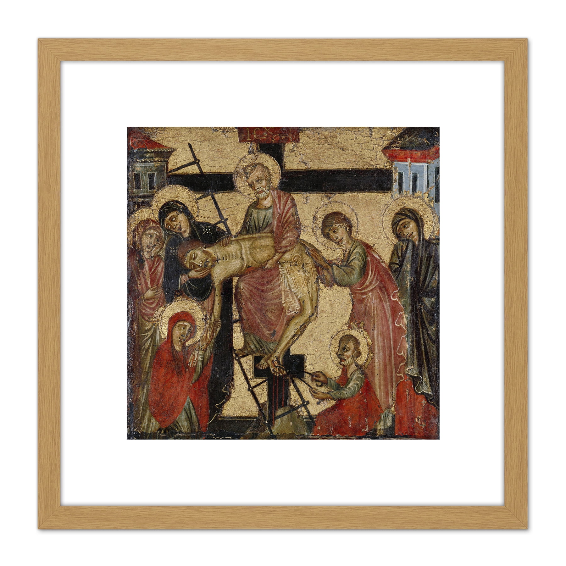 Deposition And Entombment Jesus Christ Painting 8X8 Inch Square Wooden ...