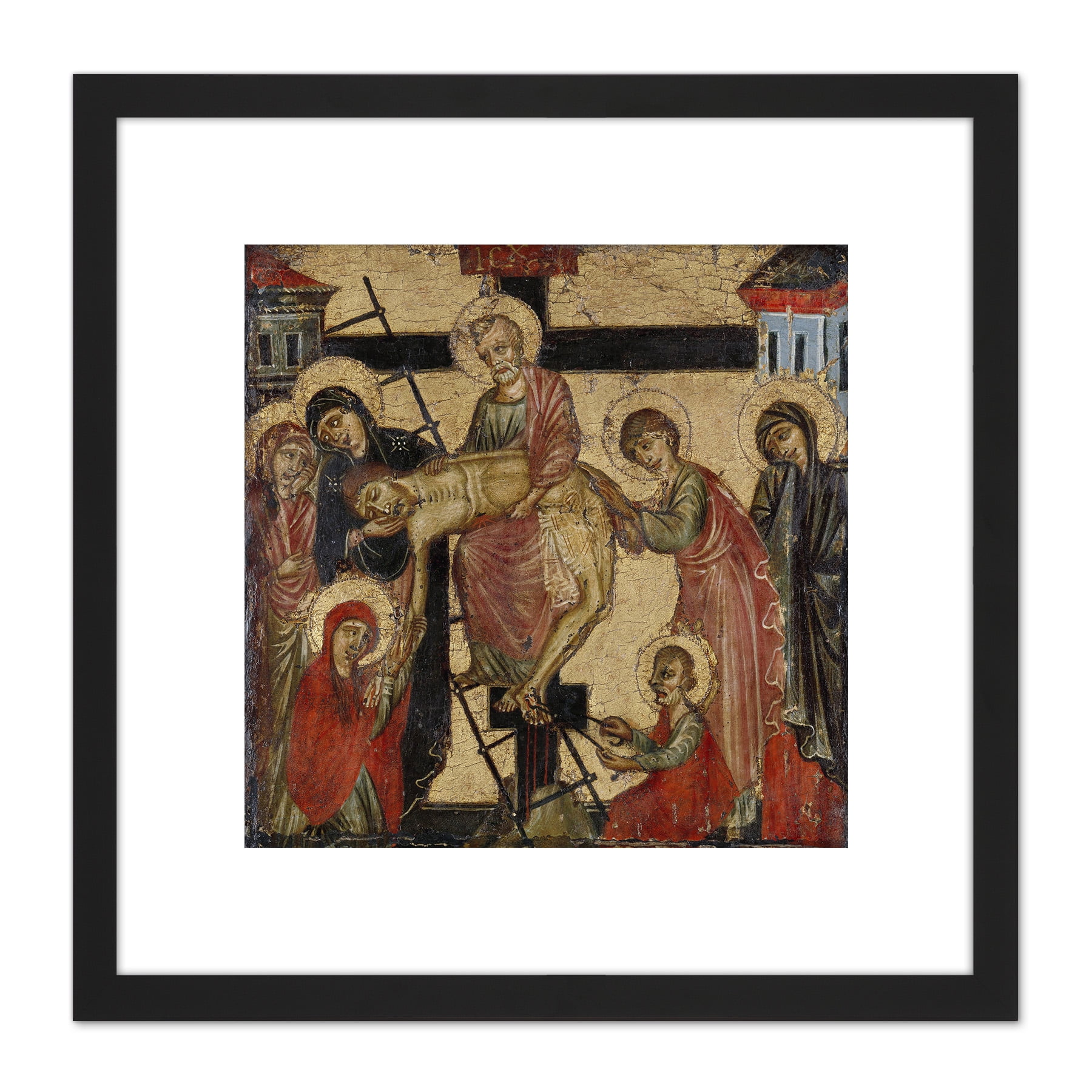 Deposition And Entombment Jesus Christ Painting 8X8 Inch Square Wooden ...