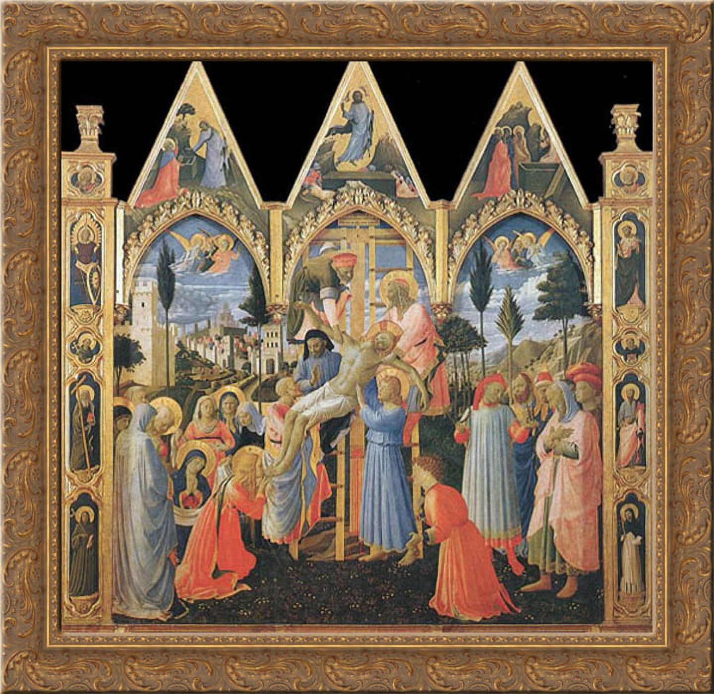 Deposition (Pala di Santa Trinita) 20x20 Gold Ornate Wood Framed Canvas Art by Angelico, , Fra ...