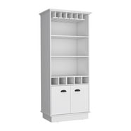 DecMode 76" x 42" Brown Reclaimed Wood Half Moon Liquor Storage 2 Door ...