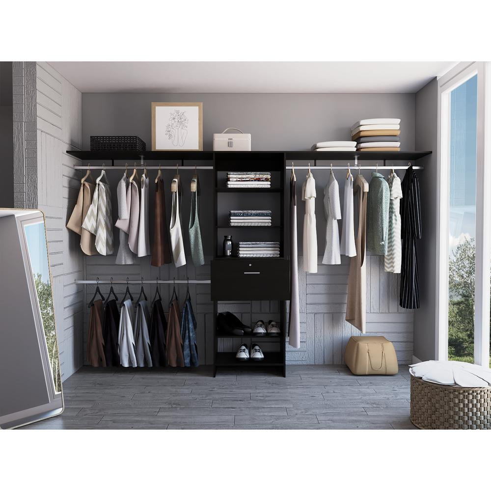 Depot E-Shop Zamora 70"W - 118"W Closet System Black Wengue - Walmart.com