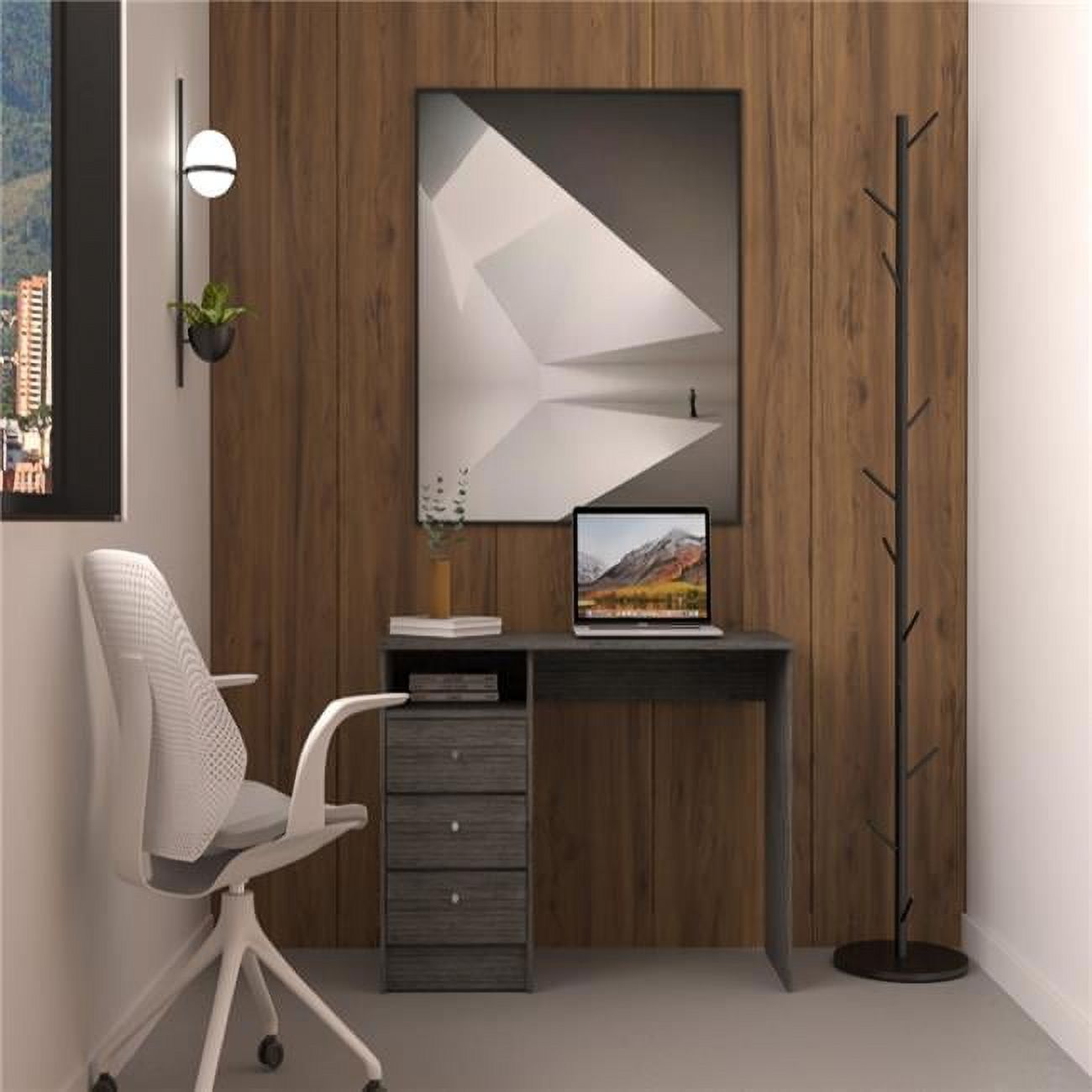 Depot E-Shop DE-ELI5682 Nemocon 3 Drawer Computer Desk, Smokey Oak ...