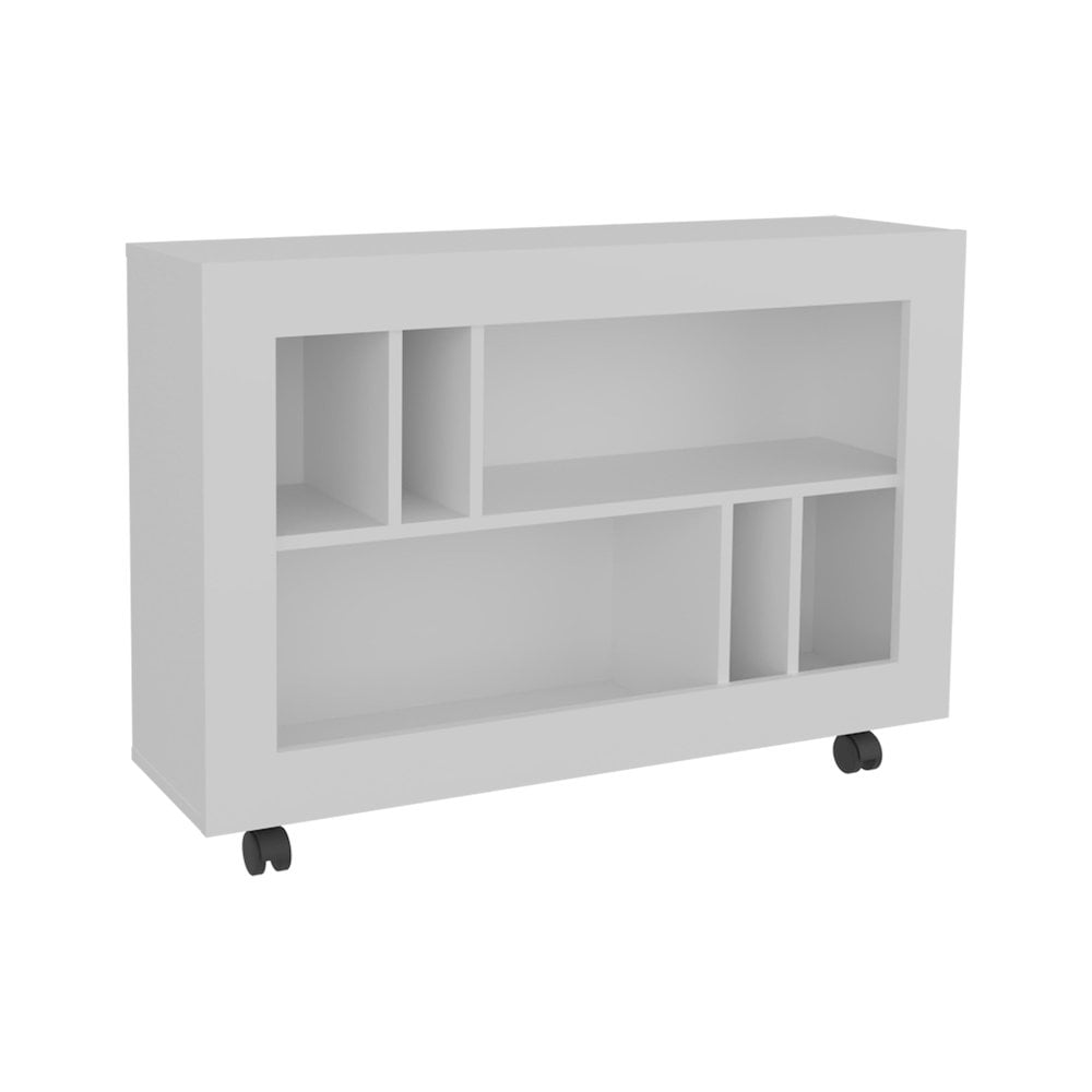 Depot E-Shop Lacey Console Table Cart, 5 Shelves, 4 Casters, White ...