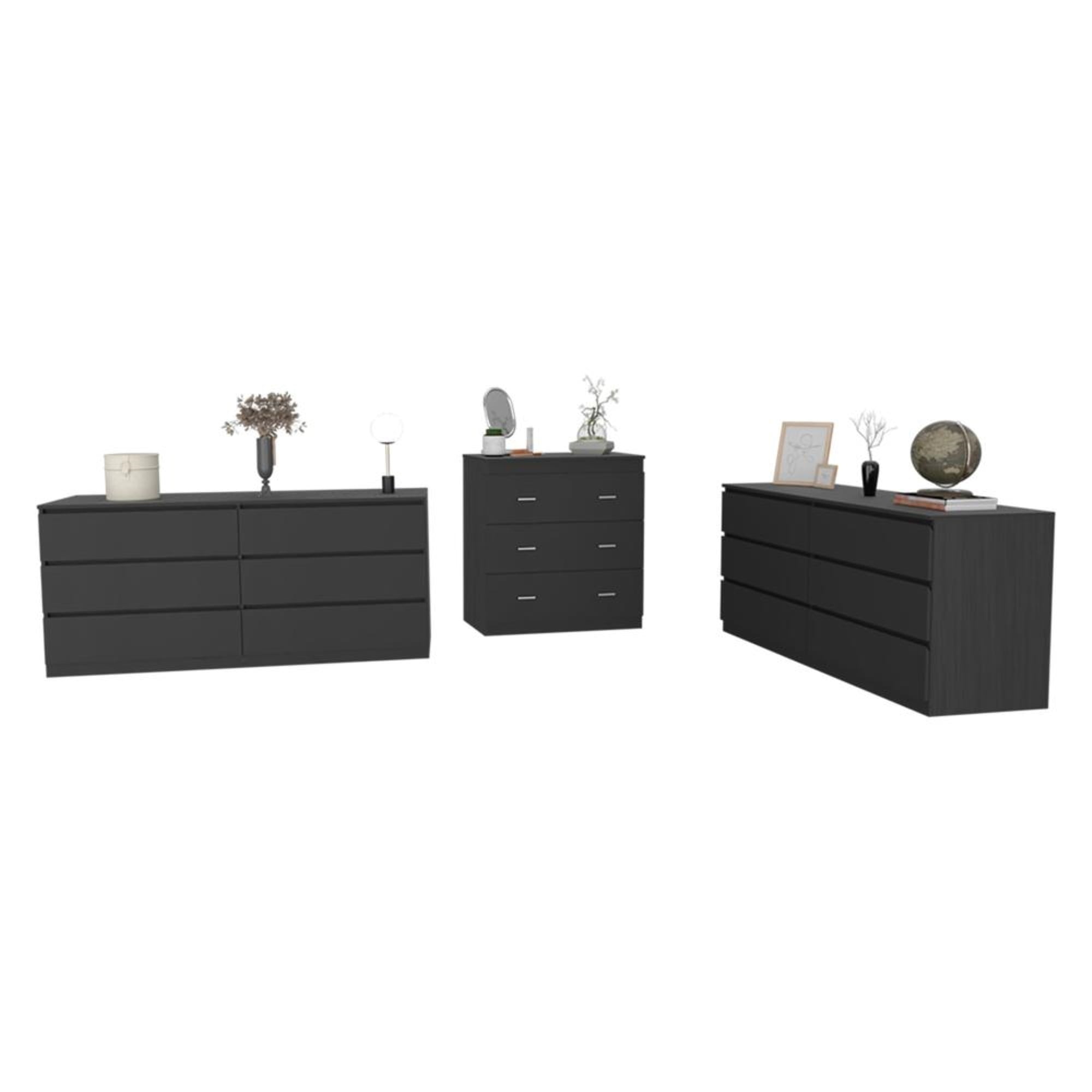 Depot E-Shop Medway 3 Piece Bedroom Set, 2 Cocora 6 Drawer Dressers ...