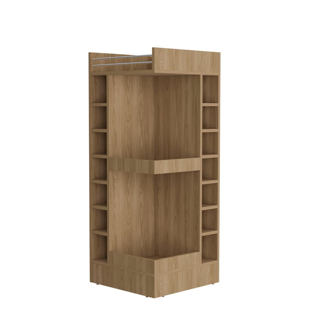 Depot E-Shop Parker Bar Cabinet, 16 Shelves, Natural Oak - Walmart.com