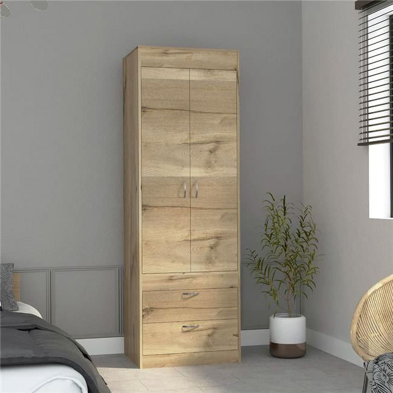 Depot E-Shop Portugal Armoire, Light Oak & Black - Walmart.com
