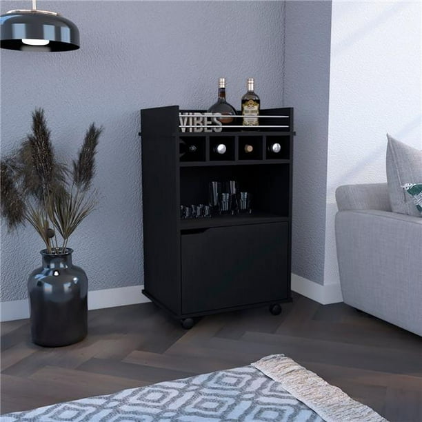 Depot E-Shop Sims 35" H Bar Cart with Two Shelves four Wine Cubbies and ...