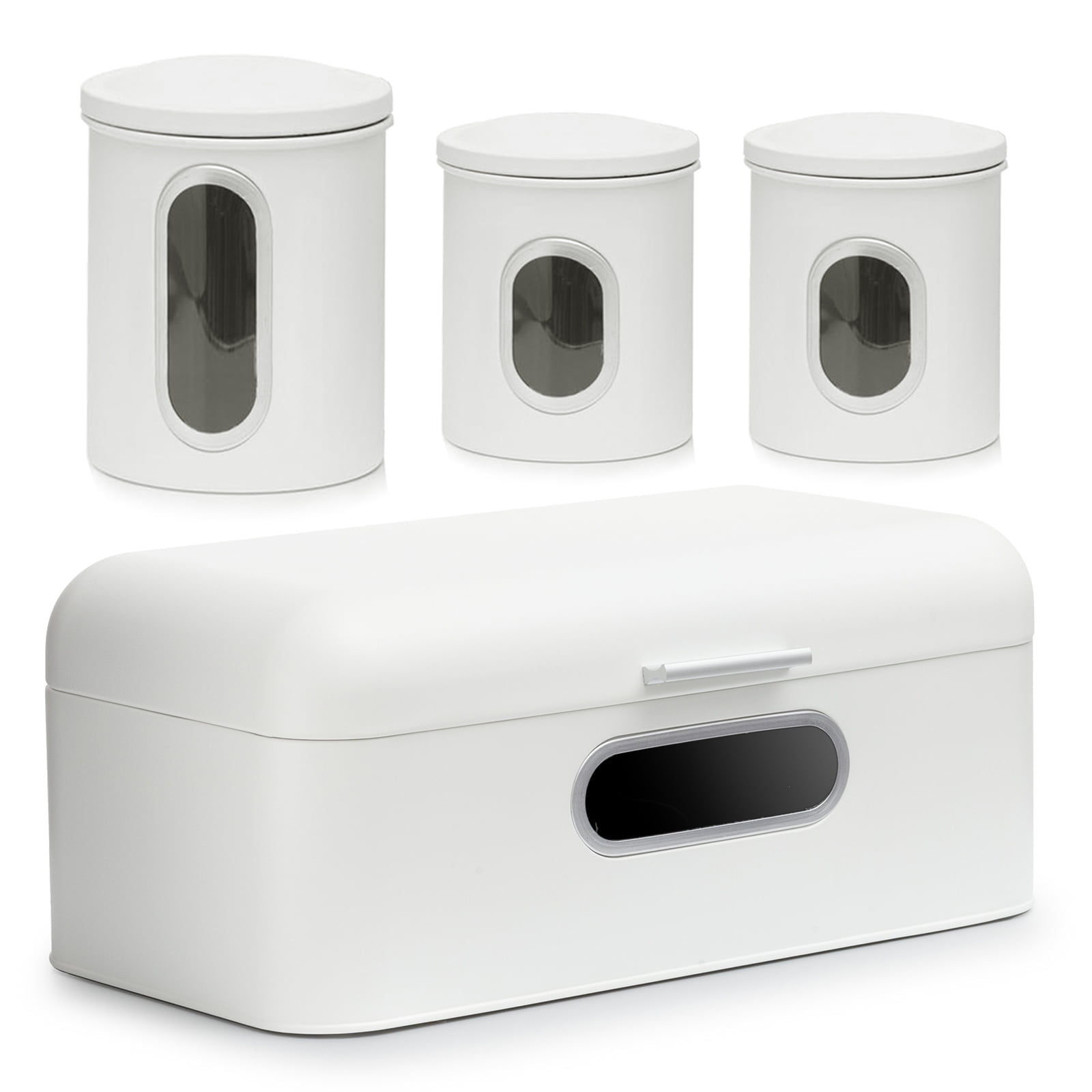 Deppon Stainless Steel Bread Box and 3-Piece Airtight Canister Set ...