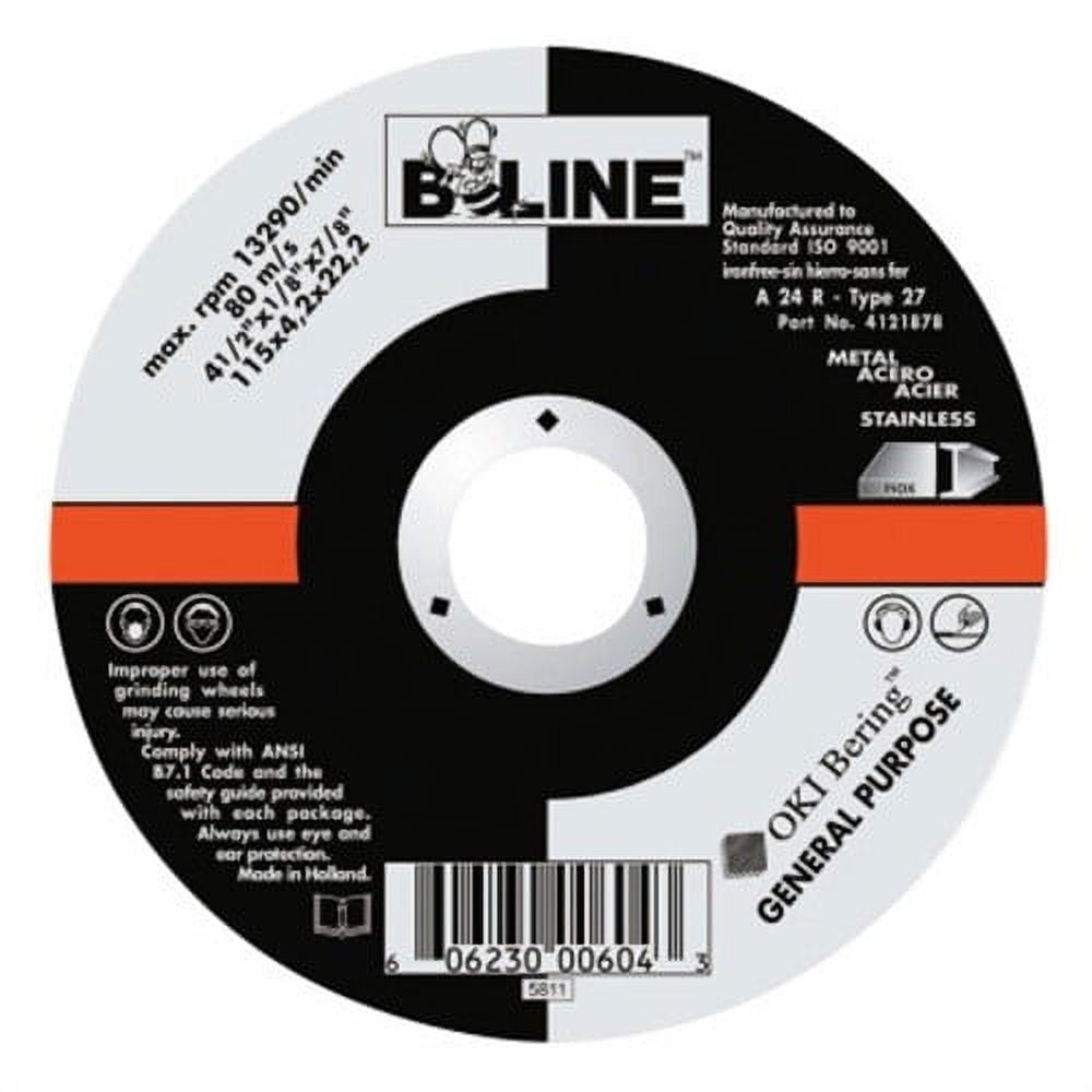 Depressed Center Combo Wheel, 4-1/2 in dia, 1/8 in Thick, 7/8 in Arbor ...