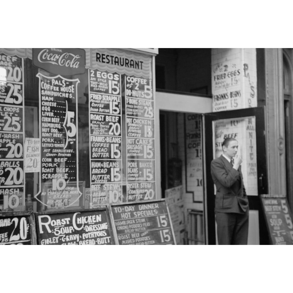 Depression Era City Restaurant With Posted Menu And Prices. 15 Cents In ...