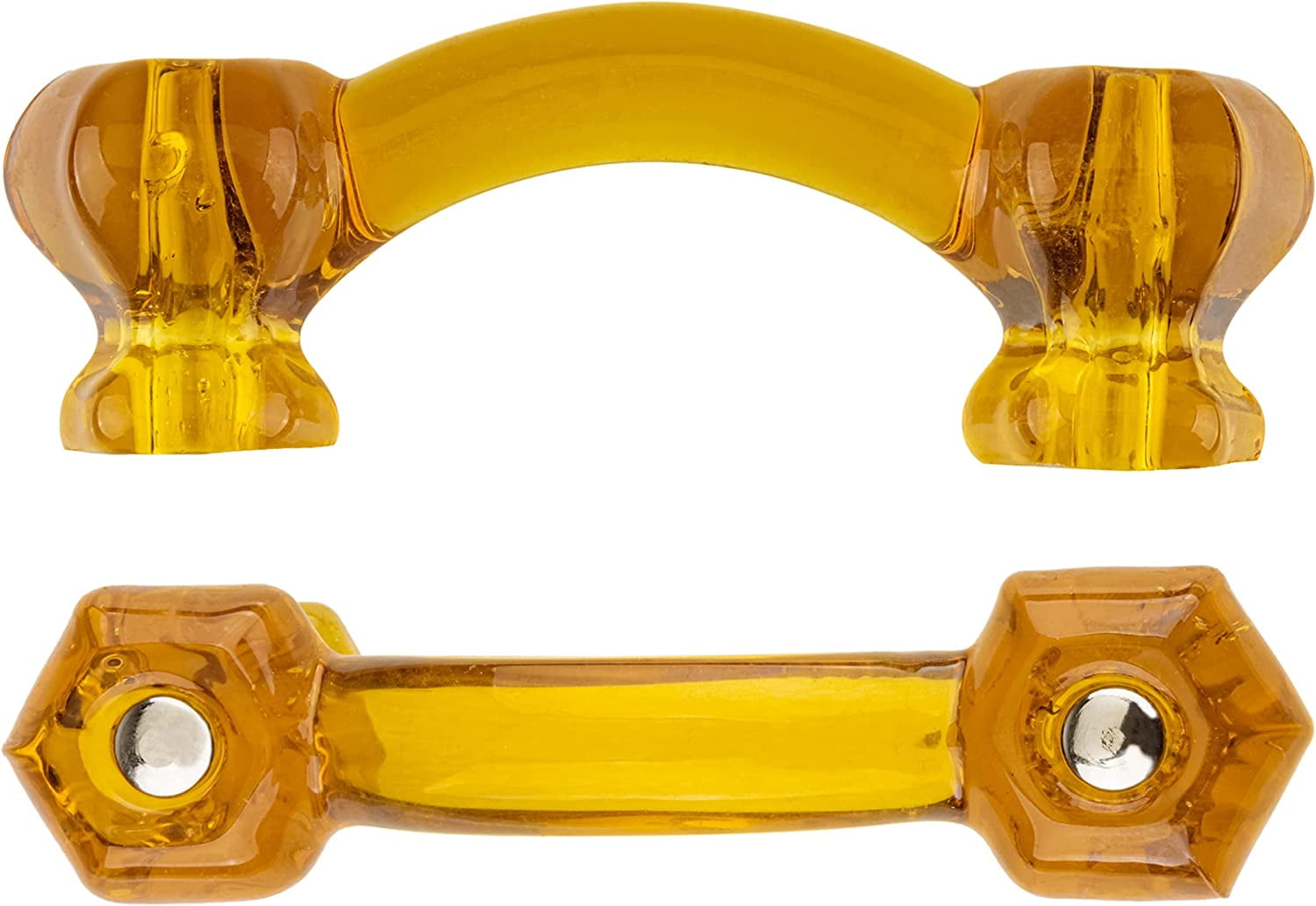 Depression Era Hexagonal Amber Glass Drawer Pull | Centers: 3" | Bridge ...