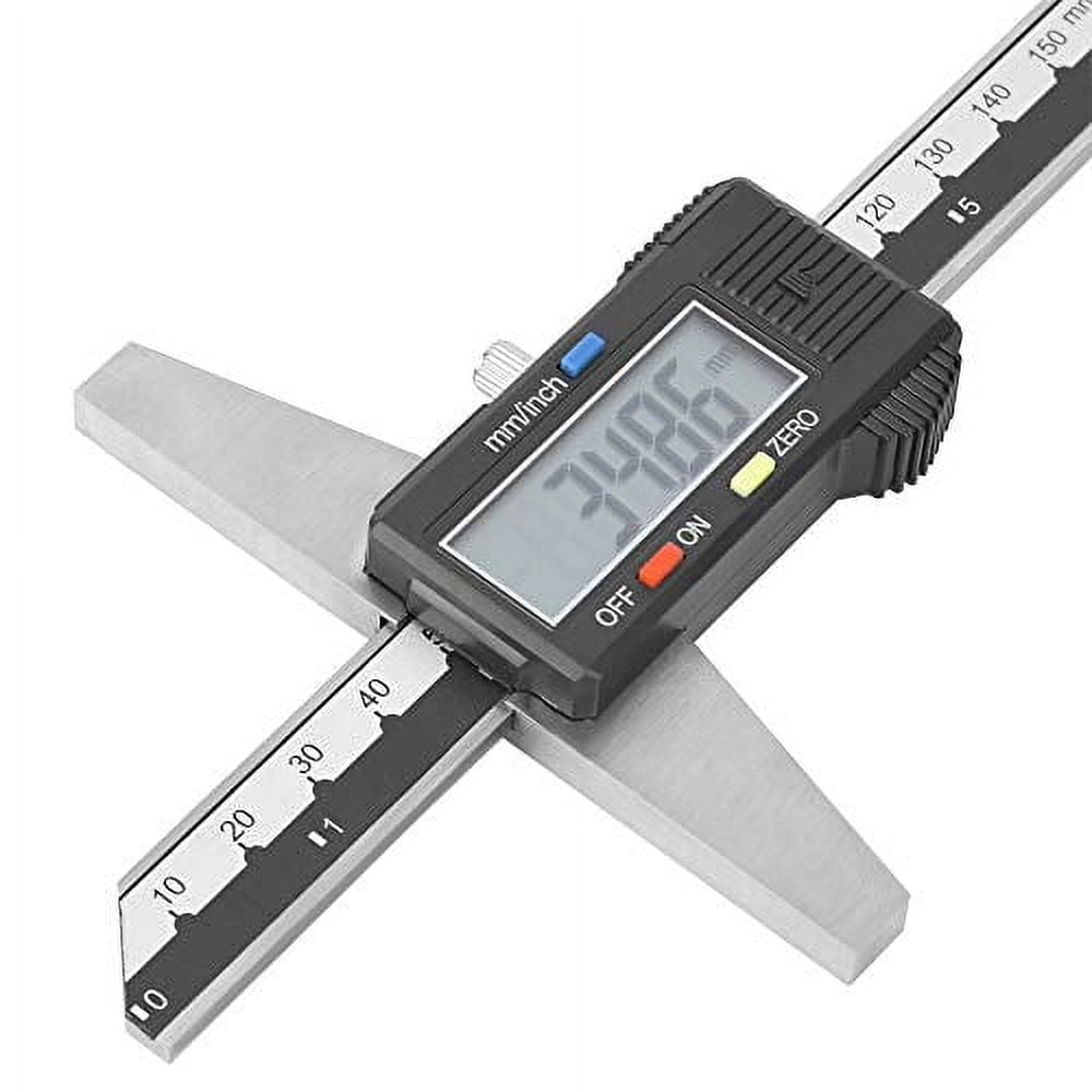 Depth Gauge,High Accuracy Stainless Steel Digital Depth Vernier Caliper Gauge Measuring Tool 0 ...