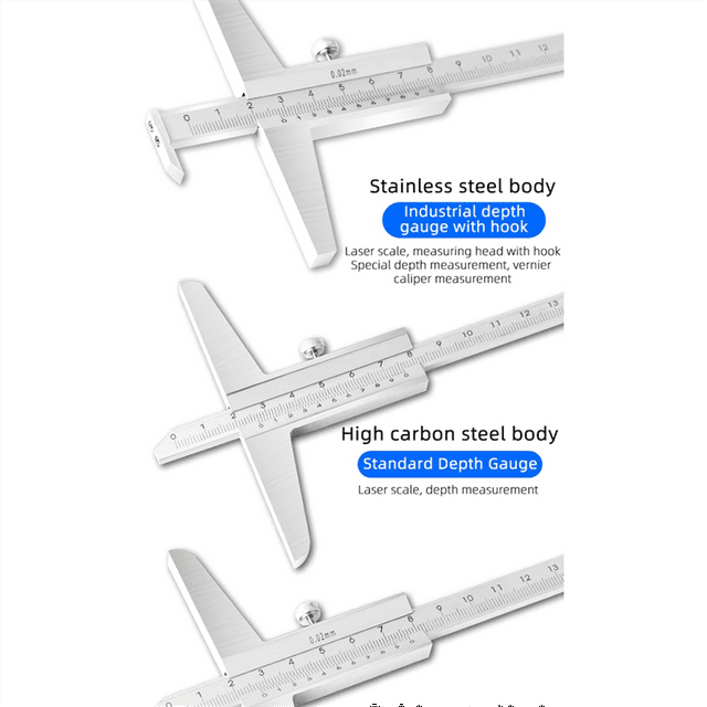 Depth Gauge Vernier Caliper Metal Calipers Woodworking Tools Measuring Tool Steel Gauges Depth ...