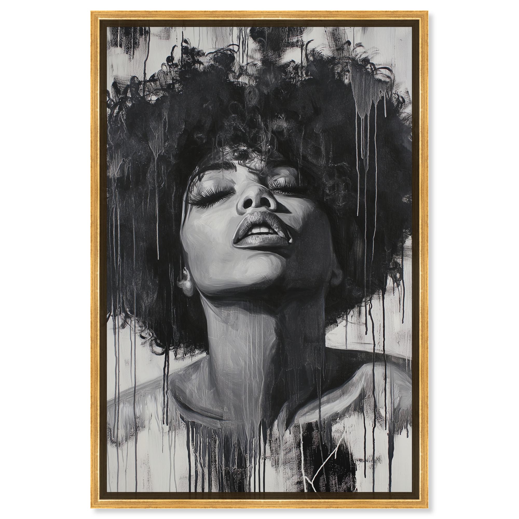 Depths of Silence Canvas Ebony Portrait Art by Art Remedy, Gold Frame ...
